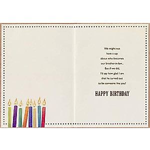 Designer Greetings Eight Tall Colorful Candles with Gold Foil Flames Birthday Card for Brother-in-Law