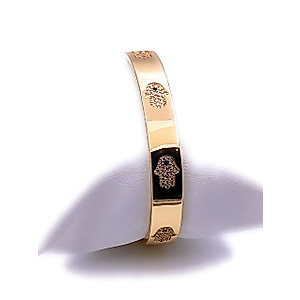 LESLIE BOULES 18K Gold Plated Hamsa Hand Cuff Bracelet for Women Fashion Jewelry