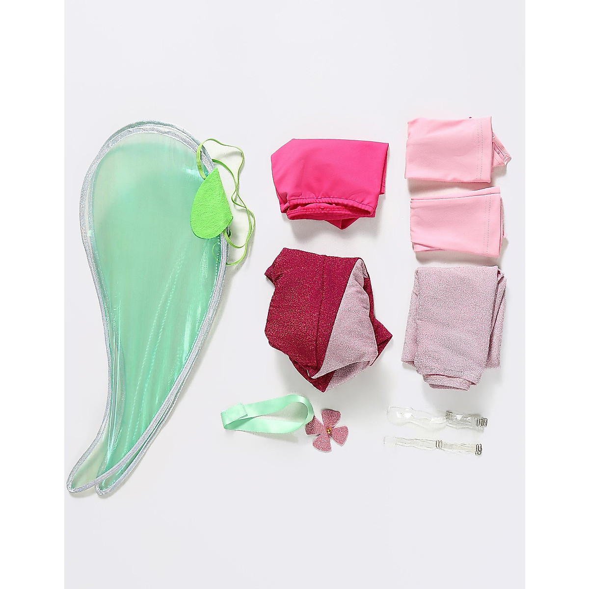 Winx Club Women's Flora Cosplay Fairy Costume Outfit Corset Top and High-low Skirt with a Pair of Wings