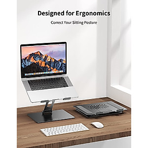 MOMAX Adjustable Laptop Stand, Portable Laptop Stand Adjustable Height Ergonomic Computer Stand Holder Lift for Desk Compatible with MacBook Air Pro, Dell XPS, HP All Laptops (11-17'') Dark Grey