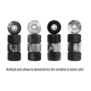 Teak Tuning Apex 61D Urethane Fingerboard Wheels - New Street Shape, 7.7mm Diameter - Ultra Spin Bearings - Made in The USA - Grey & White Swirl Colorway