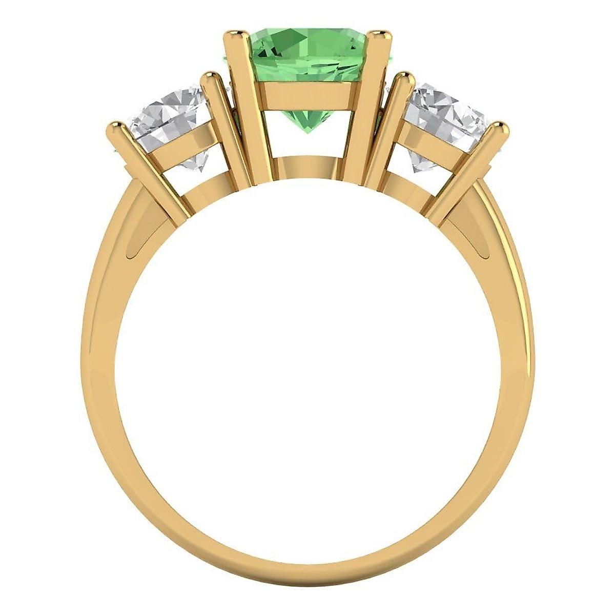 Clara Pucci 3.19ct Round cut Custom Solitaire 3 stone Turquoise Green Sim. Diamond Wedding Anniversary Pave Ring 14k Yellow Gold Size 4.5