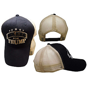 Bikers for Trump Black Khaki Mesh Trucker Cotton Embroidered Hat Cap