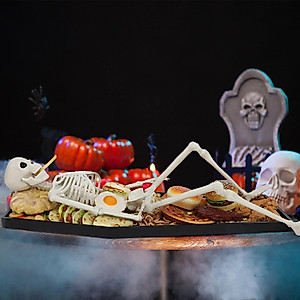 Seeloowy 32'' Halloween Coffin Charcuterie Board with 36" Skeleton Extra Large Wooden Coffin Serving Tray Board 3 ft Skeleton Spooky Gothic Home Decor for Halloween Party Gothic Accessories