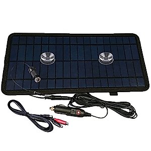 NUZAMAS 8.5W 12V Power Solar Panel Battery Charger for Car SUV Truck Boat Marine Caravan Comes with USB, Alligator Clips and Cigarette Adapter