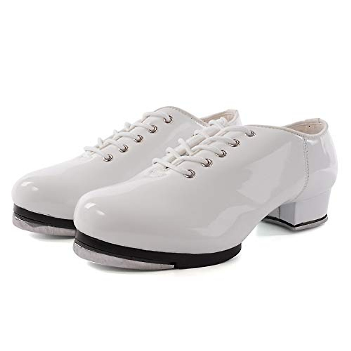 HROYL Women & Men Tap Shoes Unisex Tap Dance Shoes Women Girls Tap Shoes for Jazz Tap Shoes,CL2-White-3.5,US6.5