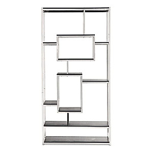 BOWERY HILL 71" Tall Bookshelf, 7-Tier Classic Bookcase, 9-Shelf Open Storage Shelves Organizer in Chrome for Home Office