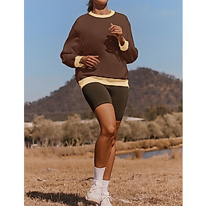 ZESICA Sweatshirt for Women Casual Long Sleeve Crewneck Oversized Pullover Jumper Tunic Tops,Rose,Small