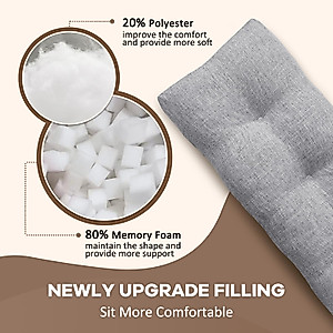 downluxe Indoor Bench Cushion for Indoor Furniture, Memory Foam Bench Seat Cushion, 36" X 14" X 4", Light Grey, 1 Pack
