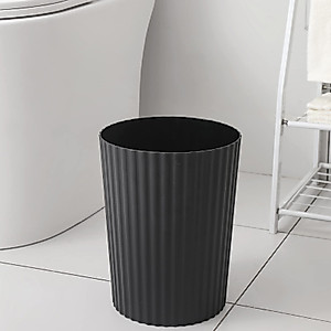 JiatuA Small Trash Can Plastic Wastebasket Round Garbage Container Bin for Bathroom, Kitchen, Bedroom, Home Office, College Dorm, Black