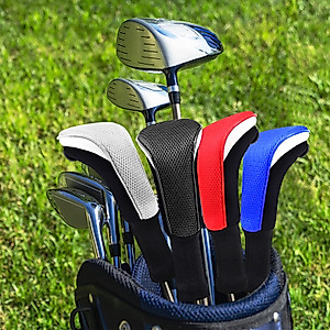 Craftsman Golf Golf Club Sock Long Neck Mesh Hybrid Putter Headcover Head Covers Interchangeable w/No. Tag (Black 4pcs)