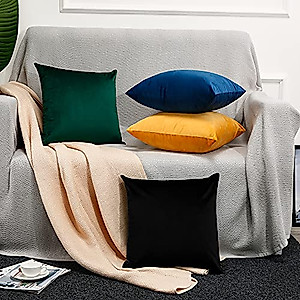 Best Season Pack of 2 Black Luxury Soft Velvet Square Decorative Throw Pillow Covers Decorative Pillowcase for Sofa Couch Bed 18×18 inches