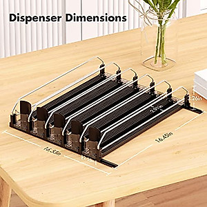 MAXTUF Drink Dispenser for Fridge, Soda Can Organizer for Refrigerator, Adjustable Width Beverage Self-Pushing Glide Rack, Up to 30 Cans Storage for Fridge Pantry (16.4 Inch, 5 Rows)