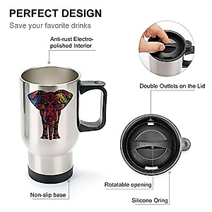 Elephant Logo 14 Oz Travel Coffee Mug Stainless Steel Vacuum Insulated Cup with Lid
