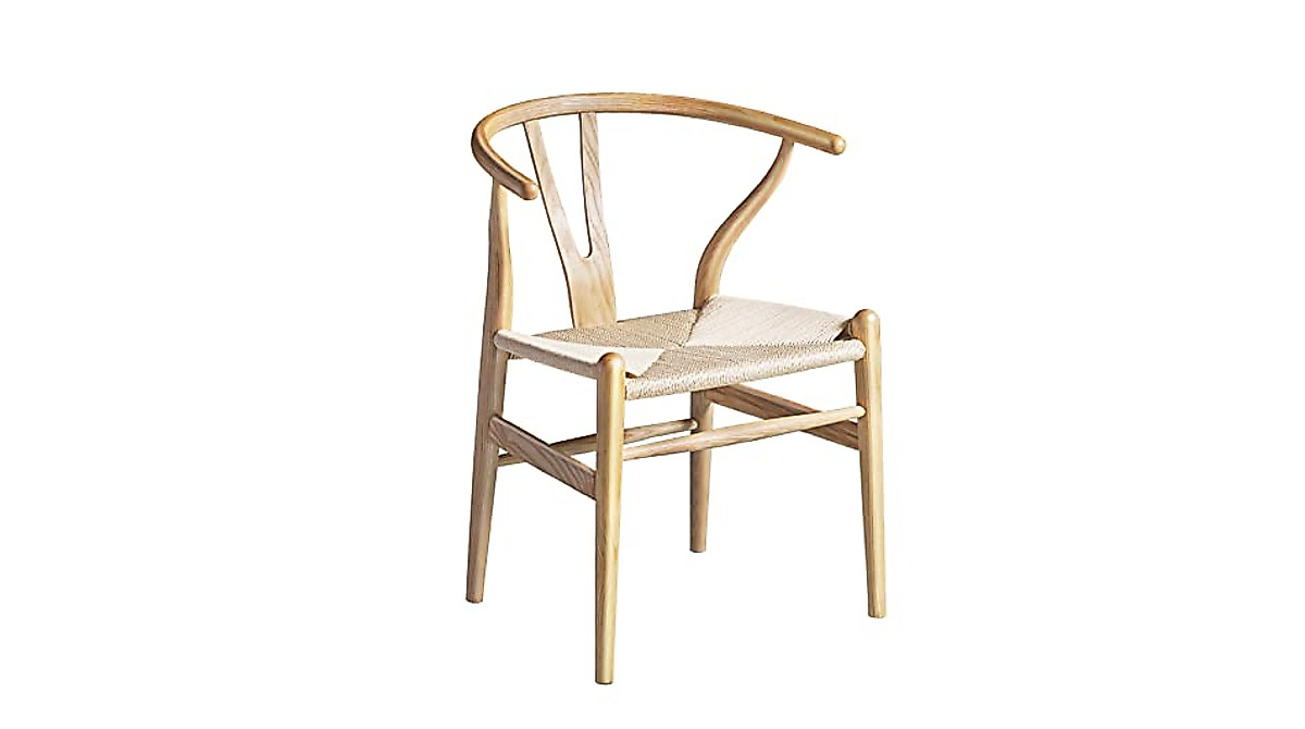 Polynices Wishbone Dining Chairs Set of 2 | Modern Solid Wood & Woven Seat