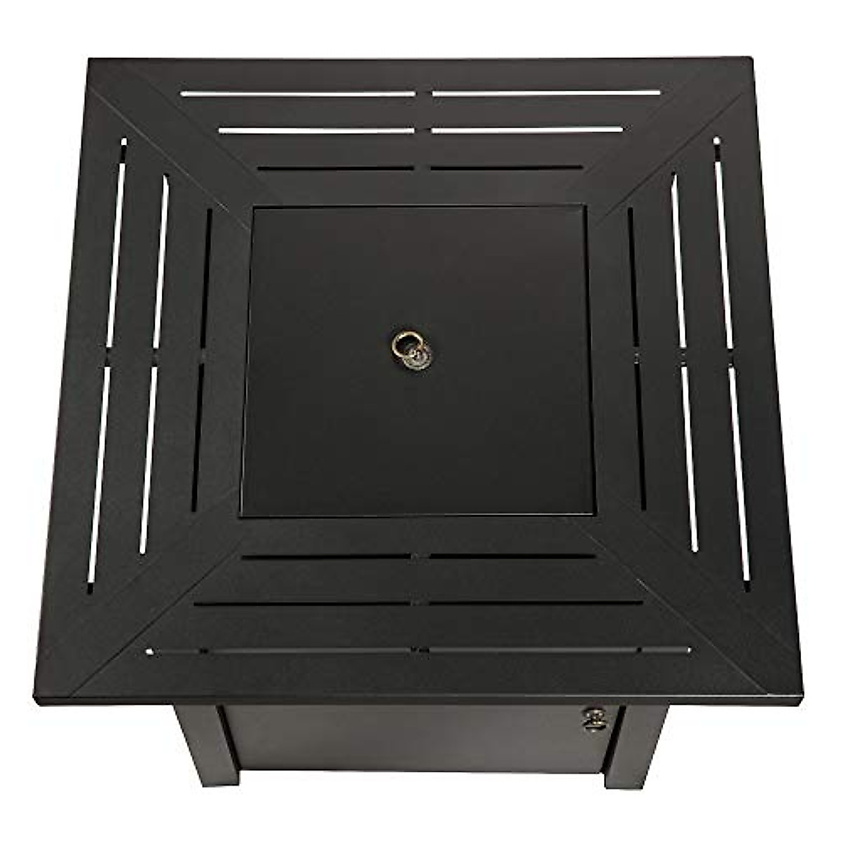 Teamson Home 40,000 BTU Square Outdoor Fire Pit Table Outside Propane Gas Firepit with Steel Tabletop and Base, 11 Pounds Glass Rocks, Lid, and PVC Cover for Patio Deck Backyard, 30 Inch, Black