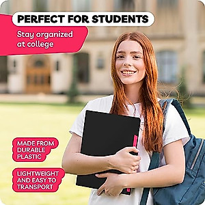 Accordion File Organizer - Expanding File Folder - File Folder Organizer - (5 Pockets, Plastic, for 8.5 x 11) - Expandable File Folder - Accordion Folder (Black)