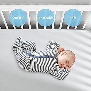 TILLYOU Fitted Crib Sheet Set 2 Pack - Super Soft Toddler Bed Sheets for Standard Crib and Toddler Mattresses, 28"x52"x8", White & Gray