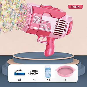 TIMBERRIDGE LINE Bubble Gun – Bubble Machine with LED Lights – 132-Hole Bubble Machine for Parties, Summer, Wedding, Outdoor Play – Bubble Blower for Kids and Adults – Automatic Bubble Blaster