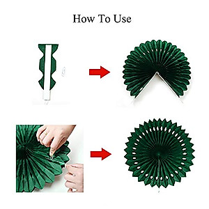 Decor365 Red Green Christmas Party Decoration Kit Hanging Decor Tissue Paper Fan Pompom Gold Star Garland Streamer Backdrop Background for Xmas Birthday Wedding Baby Shower