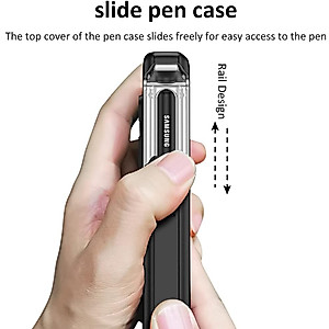TECHY Samsung Fold 5 Case with Hinge Protection, Galaxy Z Fold 5 Case Built-in Screen Protector & Kickstand with S Pen Holder Case for Samsung Galaxy Z Fold 5 2023, Silver