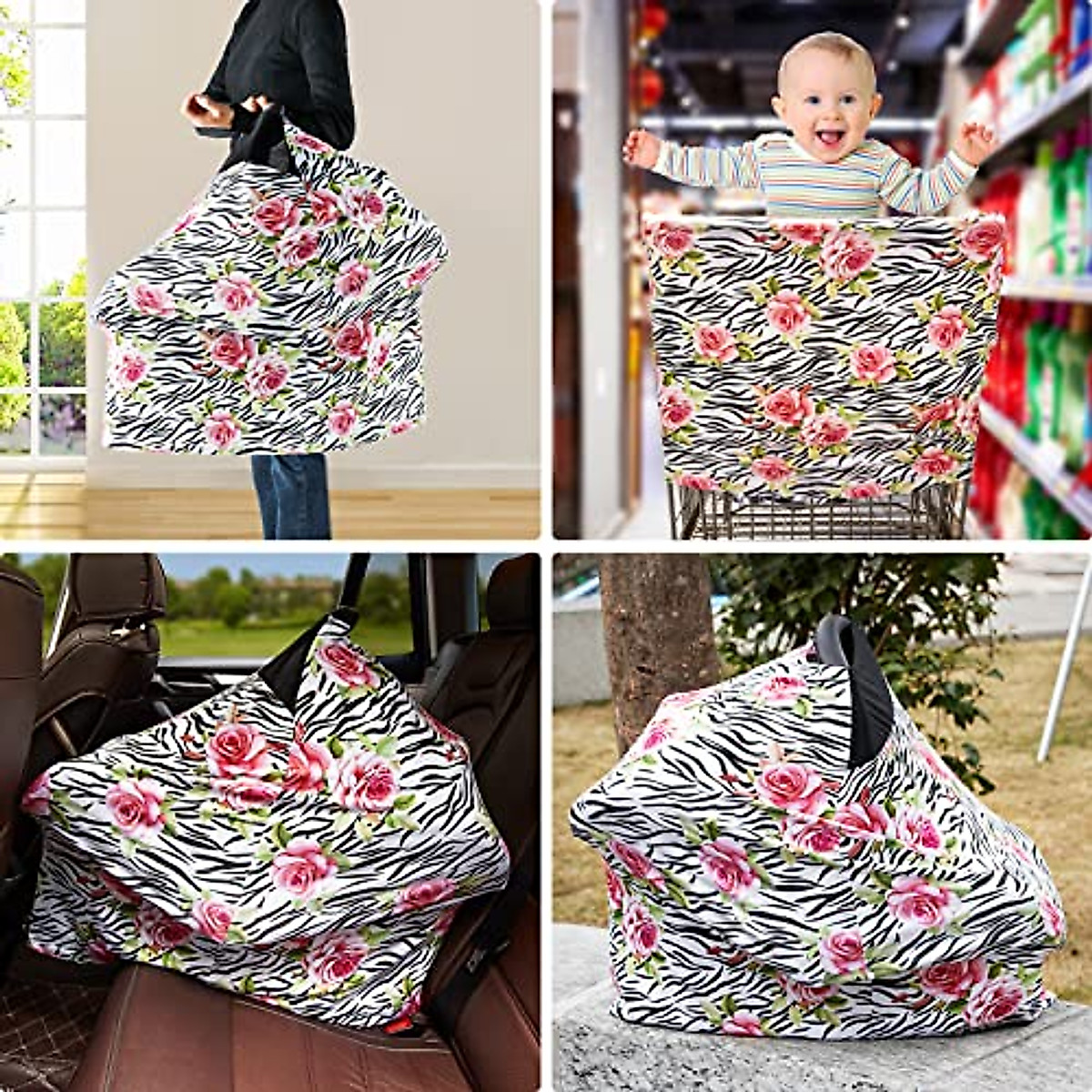 SYNPOS Nursing Covers for Breastfeeding, 360° Full Privacy Breastfeeding Cover, Multi-Purpose Baby Car Seat Cover, Shopping Cart Cover, Stroller Cover, Soft Nursing Apron for Breastfeeding