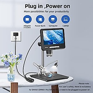 TOMLOV DM401 2K Digital Microscope 1200x, HDMI LCD Microscope with Screen, Extension Tube Included for Entire Coin View,24MP Soldering Microscope with Lights,Windows/iOS Compatible