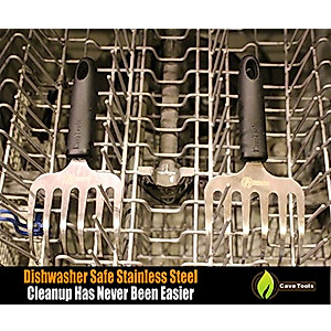 Cave Tools Metal Meat Claws for Shredding Pulled Pork, Chicken, Turkey, and Beef- Handling & Carving Food - Barbecue Grill Accessories for Smoker, or Slow Cooker (Rake Grip)