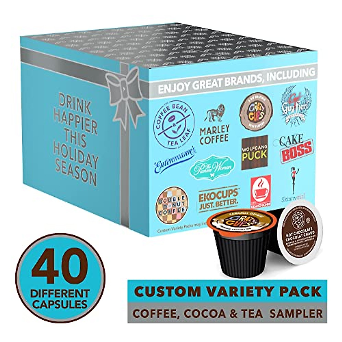Perfect Samplers Coffee, Tea, Cider,Cappuccino For Keurig K Cups Brewers, Mix 40 Count