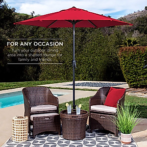 Best Choice Products 7.5ft Heavy-Duty Round Outdoor Market Table Patio Umbrella w/Steel Pole, Push Button Tilt, Easy Crank Lift - Red