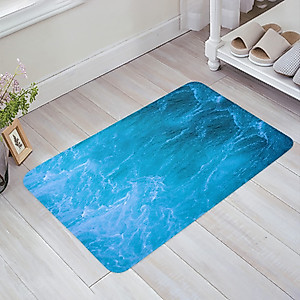 Front Door Mat Floor Mats for Home Decor, Simple Sea Ocean Memory Foam Runner Area Rug Non-Slip Absorbent Doormat Washable Rug, 18x30Inch Welcome Mats for Bedroom Decor Living Room Decor