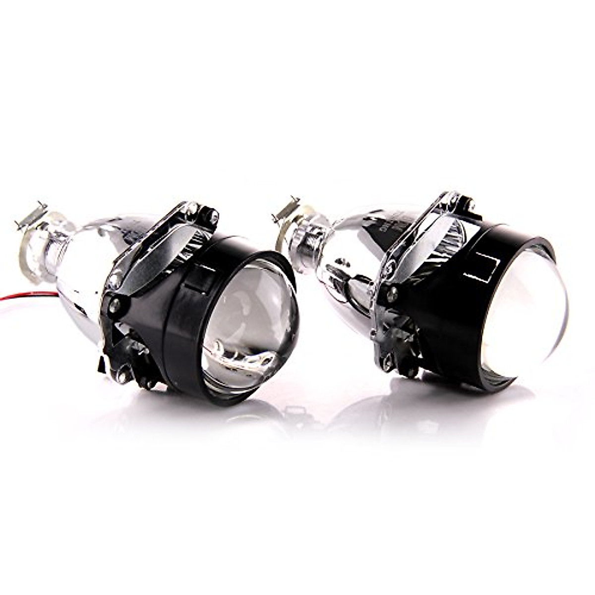 Pair of DDM Tuning Bi Xenon Retrofit Mini H1 Projectors V3 Ultra,2.5in, W / DDM Slim 35W HID Kit and Mini Gatling Gun Shrouds, (DDM 35W,5000K)
