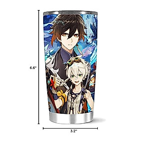 Tumbler Insulated Stainless Steel 20 oz genshin Cold impact Hot Coffee Tea Wine Iced Cup Mug Suit for Home Office Travel