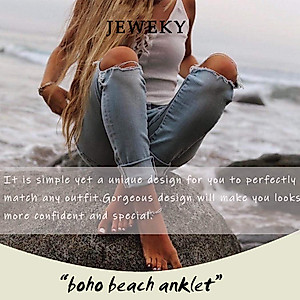 JEWEKY Boho Layered Crystal Anklets Silver Rhinestone Ankle Bracelets Chain Beach Foot Jewelry for Women (A-Silver)