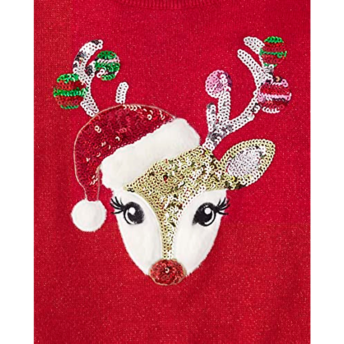 The Children's Place Girls' Long Sleeve Fashion Dress, Red Chistmas Reindeer, Large (10/12)