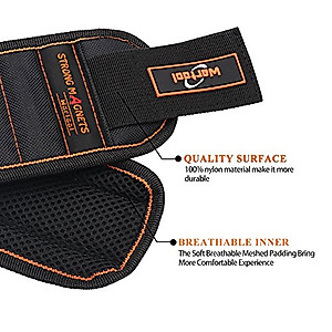 WARTOOL Magnetic Wristband Tool Belt with 5 Strong Magnets for Holding Screws, Nails, Bolts, Drill Bits, Perfect Gifts for Men/Women,Dad, Husband, Boyfriend, DIY Handyman, Woodworker Black