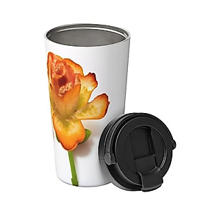 Insulated Coffee Mug Gold Rose Floral 17oz Double Wall Vacuum Stainless Steel Tumbler With Leak-Proof Lid And Handle, Cute Travel Thermos Mug For Cold Hot Drinks