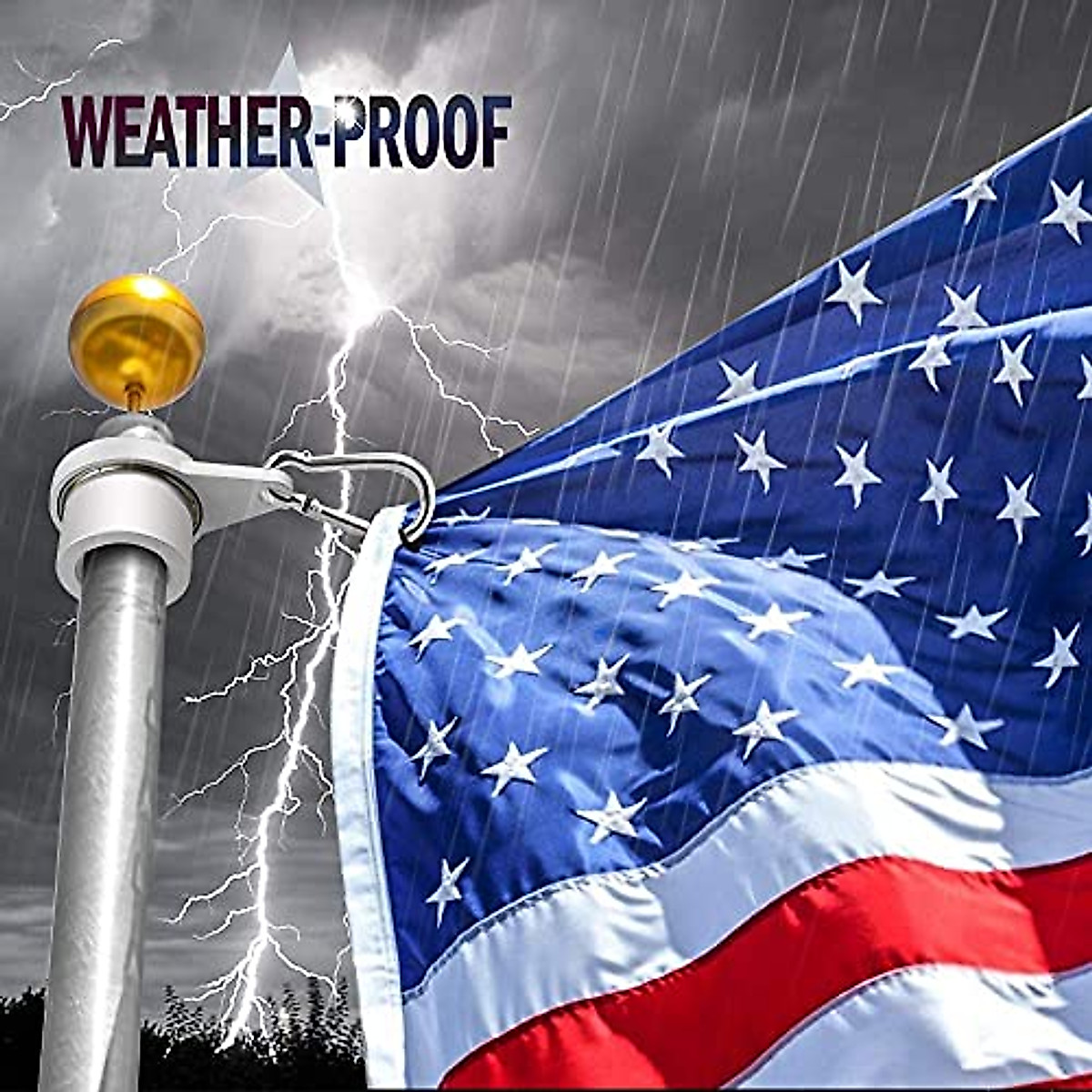 Loretoy Flagpole Ring Set with Bearings, Aluminum Alloy Flag Pole Rings, 360°Rotating Flag Mounting Ring, Spinning Flag Pole Clips Kit with Carabiner for 0.75-1.0 Inch Diameter Flagpole|Silver-2 Pack