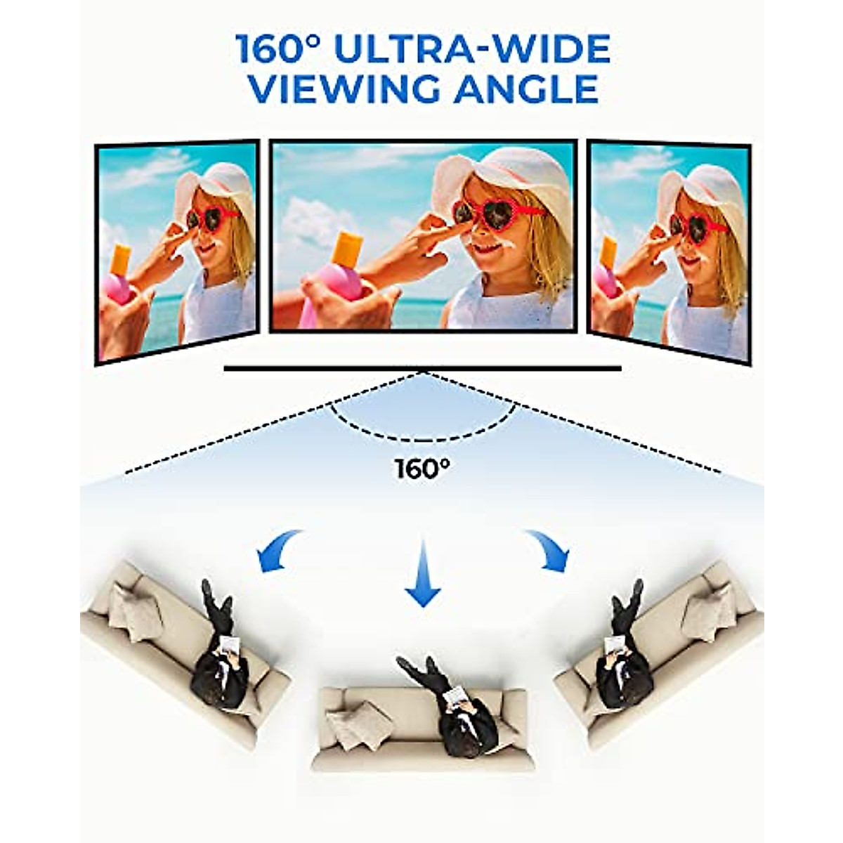 MOOKA Projector Screen with Stand-120 inch, Portable Indoor Outdoor Projector Screen Fordable, 16:9 4K HD Wrinkle-Free Outdoor Movie Screen with Carry Bag, Front Rear Video Projection Screen for Movie