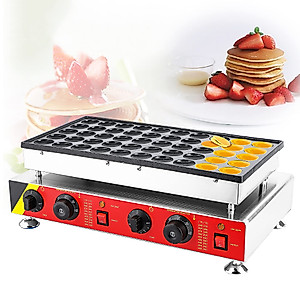 Hanchen Electric Dorayaki Maker Commercial Muffin Bake Machine 50Pcs Double Switch Poffertjes Grill Dutch Mini Pancake Maker Non-stick Surface for Bakery Home and Kitchen Restaurant Leisure Snack Bar (110v 60Hz American Plug)