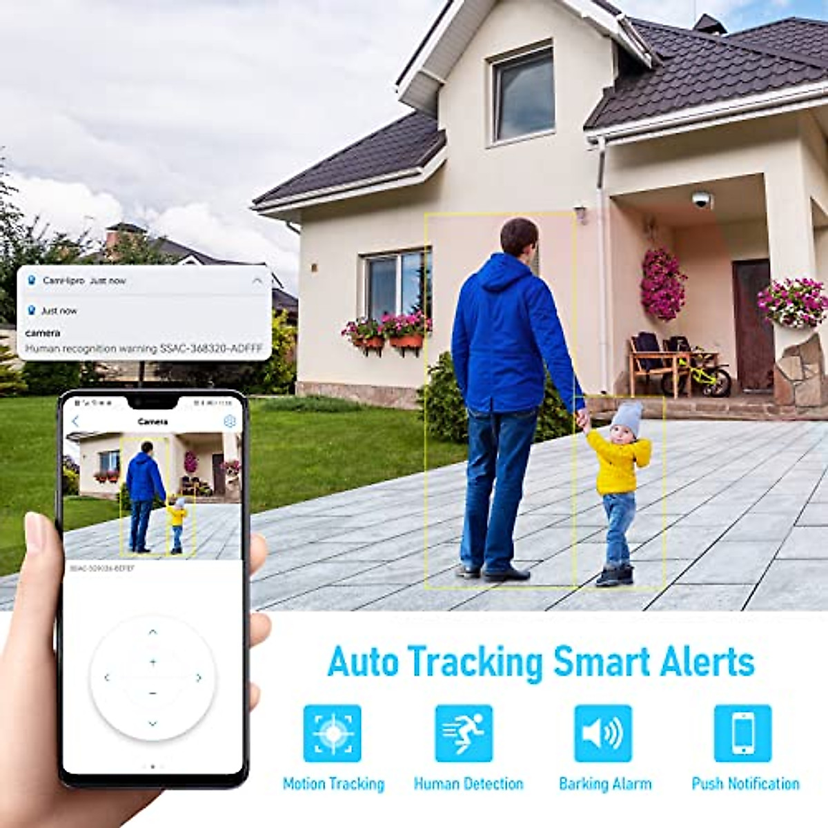 YoLuKe 5MP PTZ WiFi Camera Outdoor,5X Optical Zoom Security Outdoor Dome Camera with Ceiling/Night Vision/128G SD Card Slot/Human Detection/IP66 Waterproof…