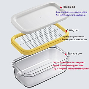 Donfafecuer Butter Slicer Cutter Stainless Steel, Butter Dish Container with Lid, Refrigerator Suitable for Easy Cutting of Two 7oz Butter Sticks