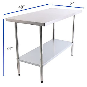 ERUPTA 24x48 inches NSF Commercial Stainless Steel Table for prep & Work Heavv Dutv Work Table for Reataurant.Hotel.Home Kitchen.Food Truck,BBQi (Table, 24x48x34inch)