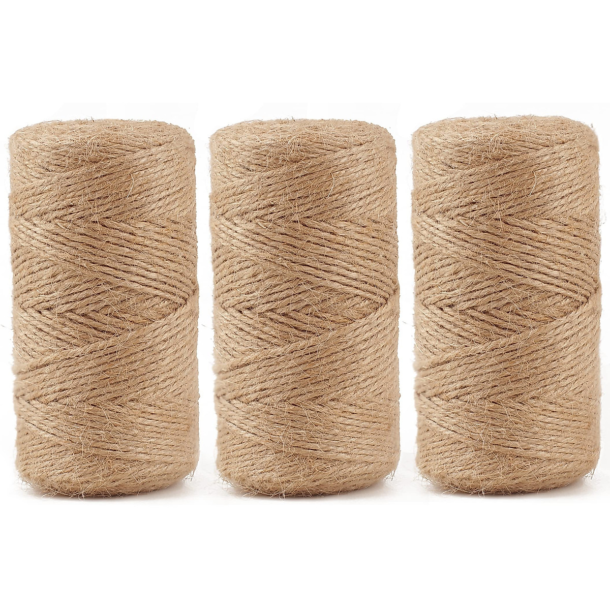 984 FT Natural Jute Twine, Twine String, 3ply Thin Ribbon Hemp Twine, Twine for Gardening Plant Gift Wrapping Art Wedding Decoration Packing String Bulk (3 Roll)