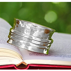 Spinner Ring Silver For Women Girls, 925 Sterling Silver Spinner Ring, Spin Ring, Three Tone Fidget Band Spinner Ring, Classic Hammered Meditaion Spinner Ring, Christmas Spinner Ring Size us 12
