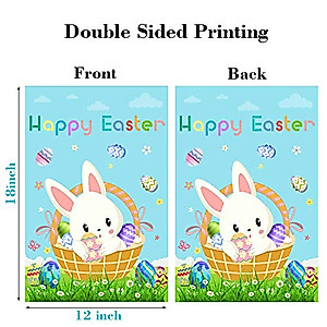 WEBSUN Happy Easter Day Garden Flag Double Sided 12 x 18 Inch, Polyester Easter Garden Flag for Outdoor Yard & Home Decorations