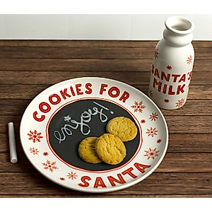 tiny ideas Santa’s Cookie and Milk Plate Set, Chalkboard Personalized Message for Santa Plate and Milk Jug Holiday Tradition Gift Set, Christmas Gift For Kids, Christmas Eve Tradition Play Set