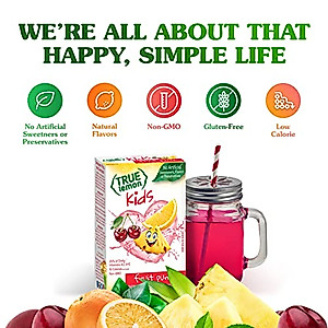 TRUE LEMON Fruit Punch Packets - Low Sugar, No Preservatives Kids Hydration Drink Mix