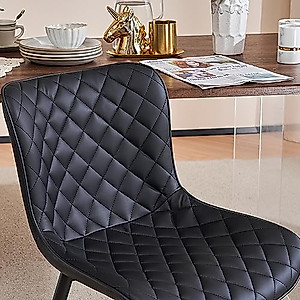 Kidol & Shellder Dining Chairs Kitchen Dining Room Chairs Set of 2 Modern Upholstered Living Room Chairs Faux Leather Vanity Chair Comfortable Contemporary Dining Chair (Black),3 Mins Quick Assembly