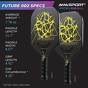 Matrix Pickleball Paddle Future 002- Graphite Textured Surface - Diamond Cutting Air Dynamic Throat Pickleball Standard Rackets Shape with Blend of Power and Control